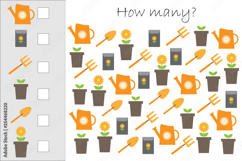 How many counting game with garden pictures for kids, educational maths ...
