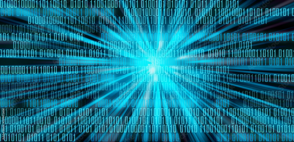 Digital data binary code technology matrix background, data flood ...