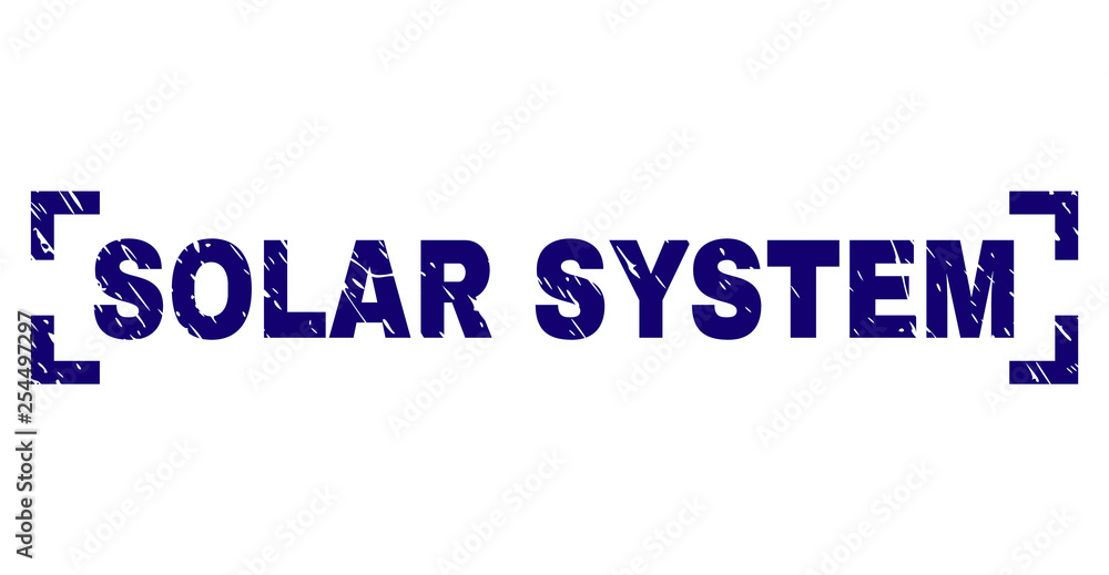 SOLAR SYSTEM text seal imprint with grunge texture. Text label is ...