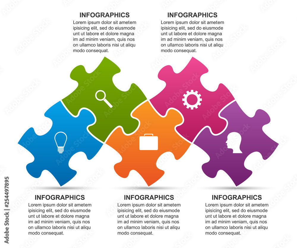 Infographics template with puzzle piece. Infographics for business ...