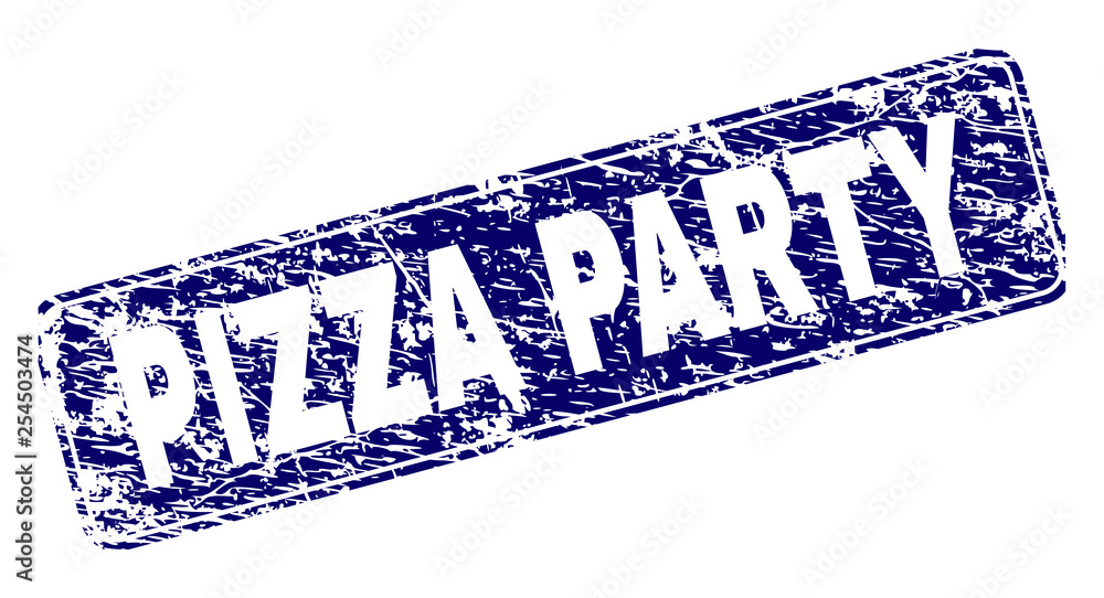 PIZZA PARTY stamp seal print with grunge texture. Seal shape is a ...