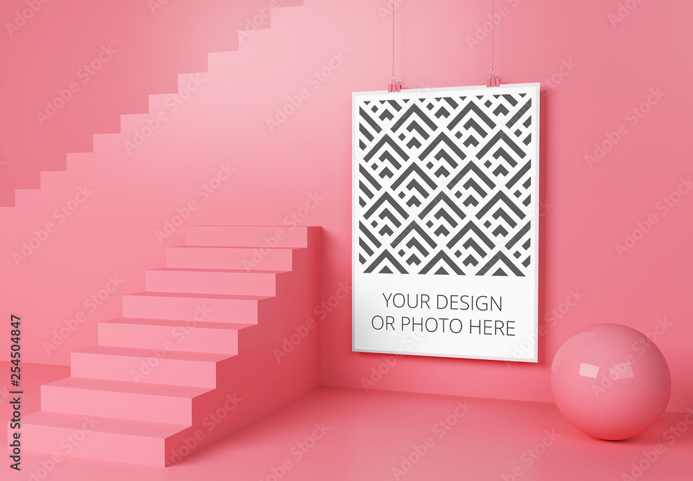 Vertical Poster in a Geometric Scene Mockup Stock Template | Adobe Stock
