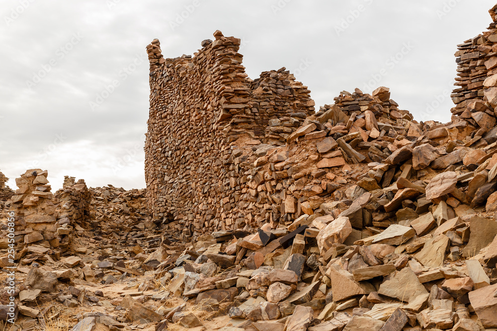 ruins of the ancient town in the Sahara desert, lost ghost town Ba ...