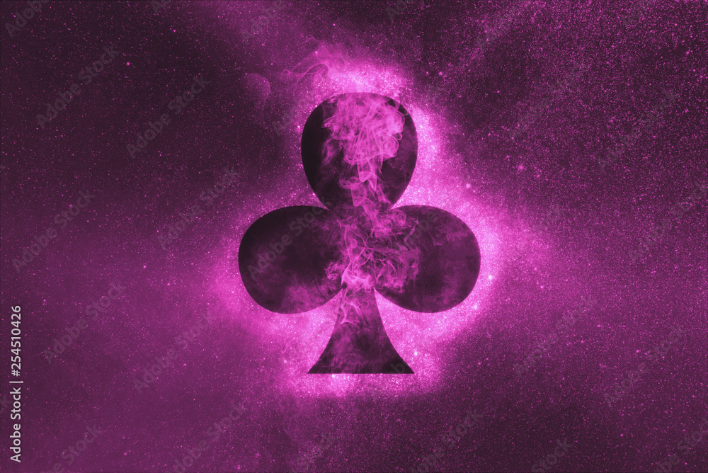 Playing card. Clubs symbol. Abstract night sky background Stock ...