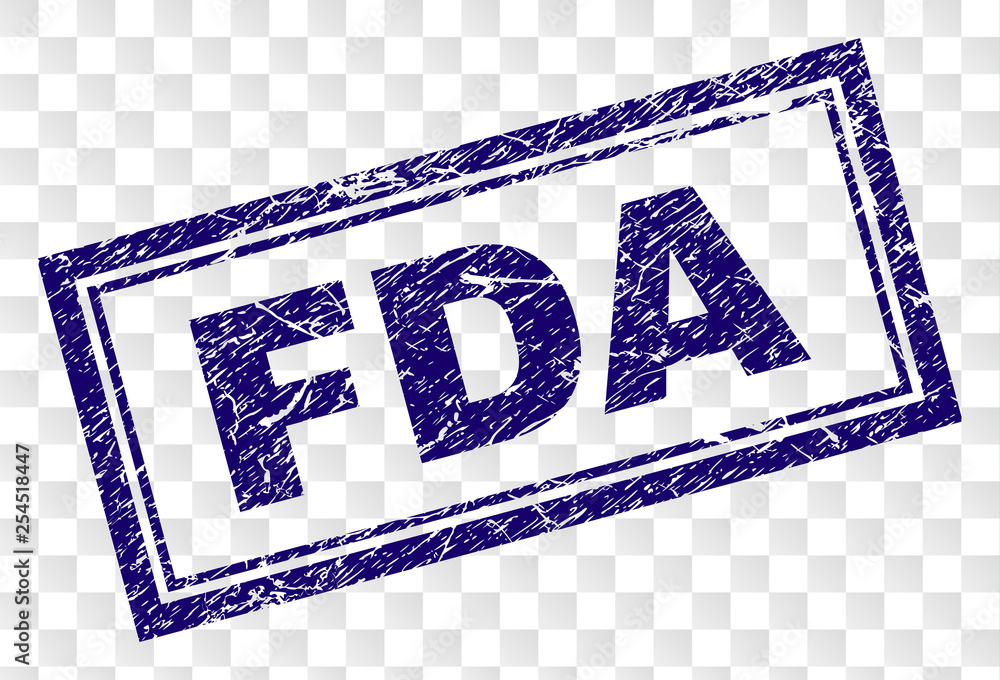 FDA stamp seal print with grainy style and double framed rectangle ...