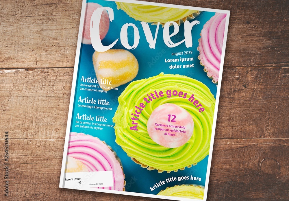Magazine Cover Layout with Handwritten-Style Font Elements Stock ...