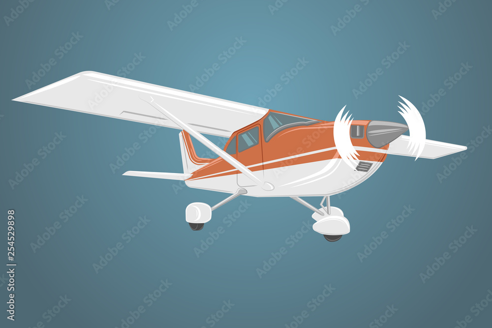 Small plane vector illustration. Single engine propelled aircraft. Air ...