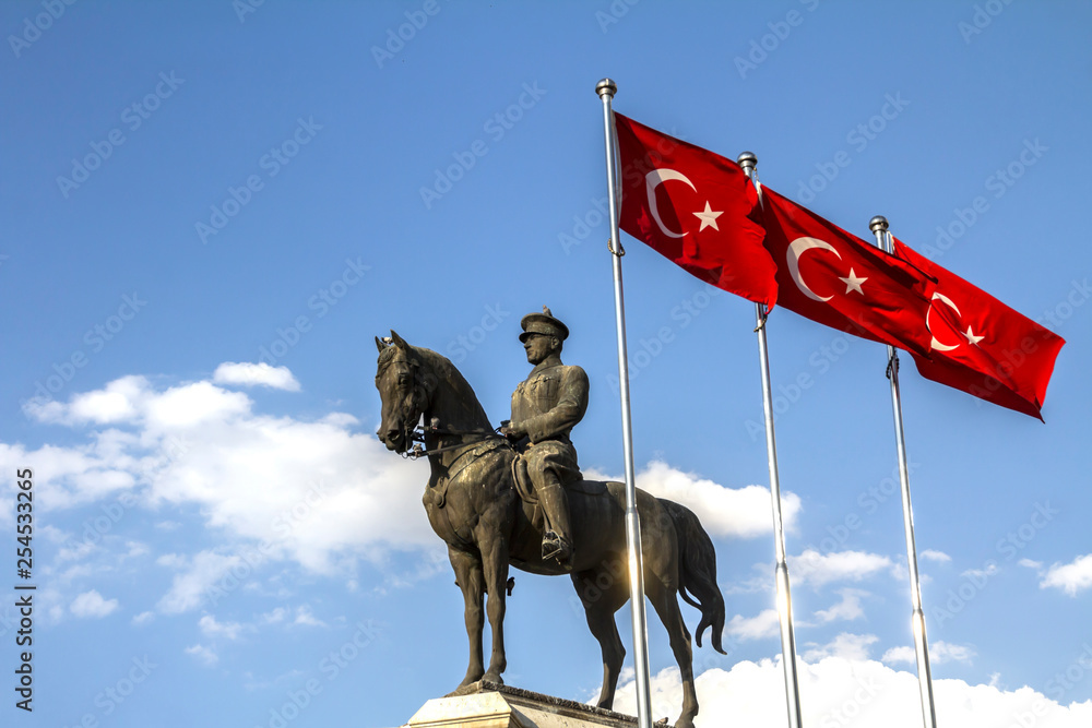 Statue of Ataturk, the founder of modern Turkey, capital city, Ankara ...
