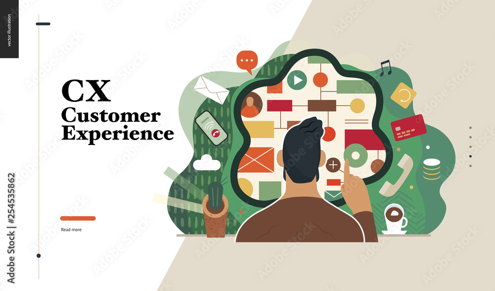 Technology 2-CX customer experience - modern flat vector concept ...