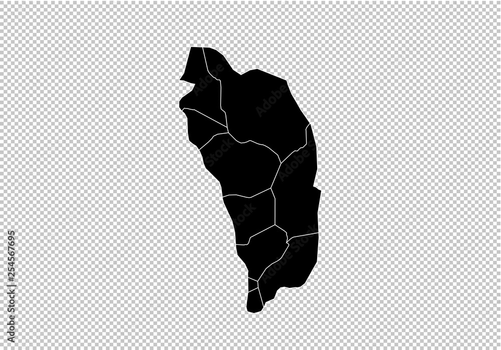 dominica map - High detailed Black map with counties/regions/states of ...