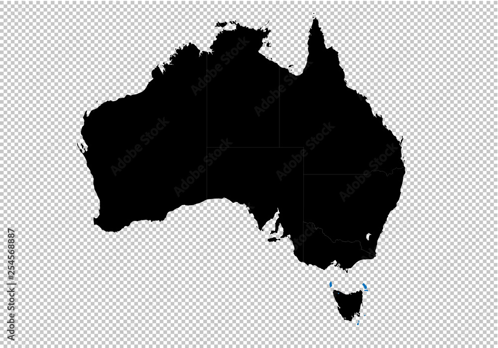 australia map - High detailed Black map with counties/regions/states of ...