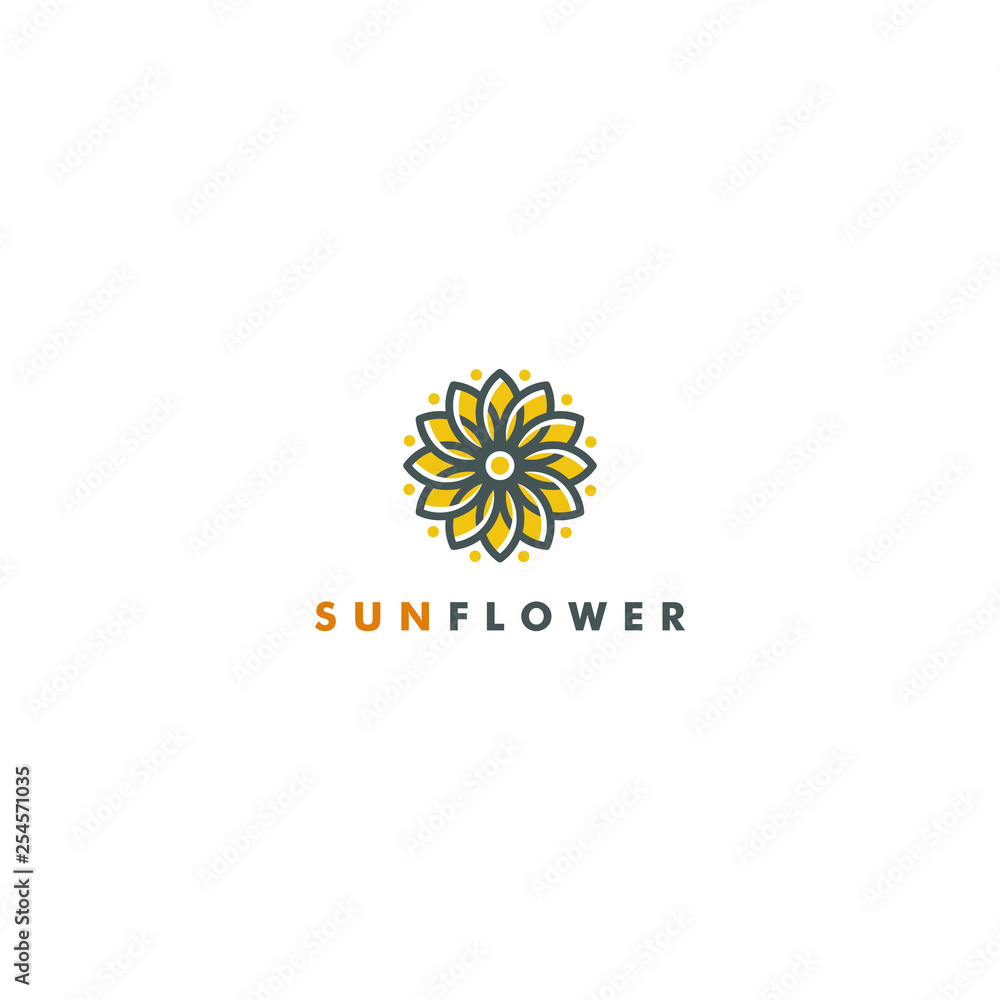 Sunflower logo Template, Nature icon design vector illustration Stock ...
