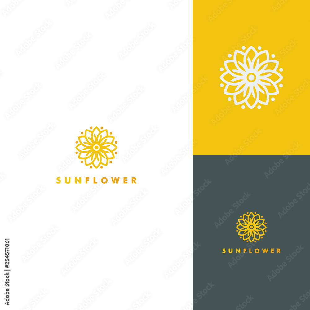 Sunflower logo Template, Nature icon design vector illustration Stock ...