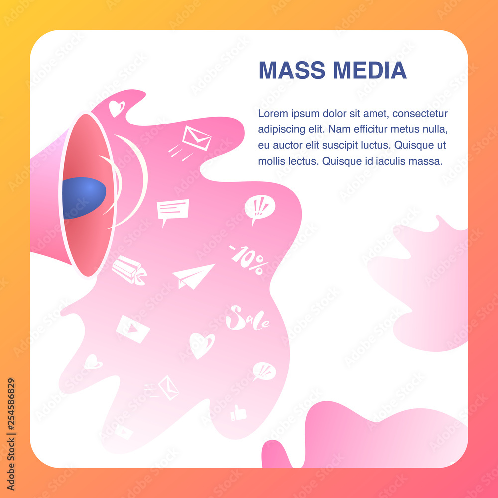 Mass Media Website Vector Color Flat Template Stock Vector | Adobe Stock