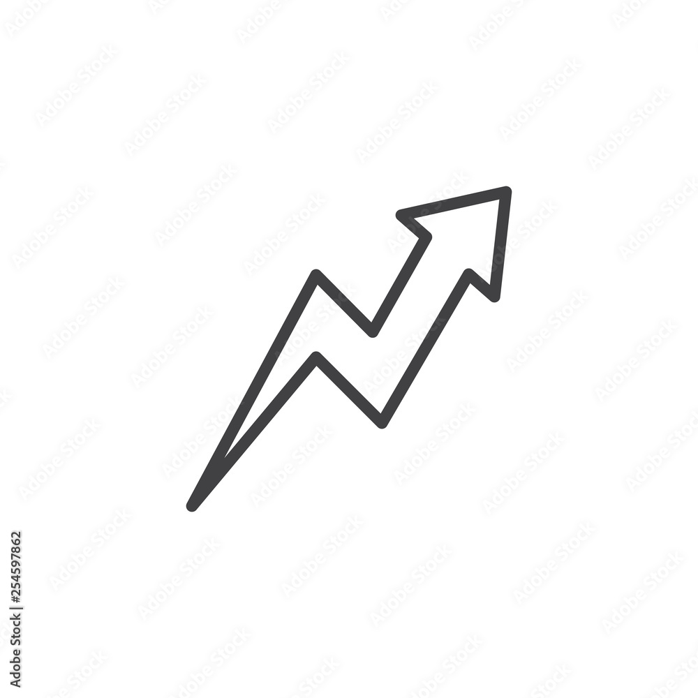 Zig-Zag up arrow line icon. linear style sign for mobile concept and ...