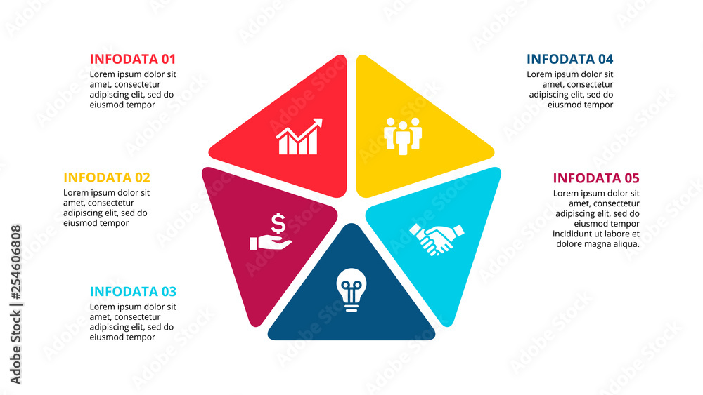 Vector pentagon infographic with 5 options for presentation Stock ...