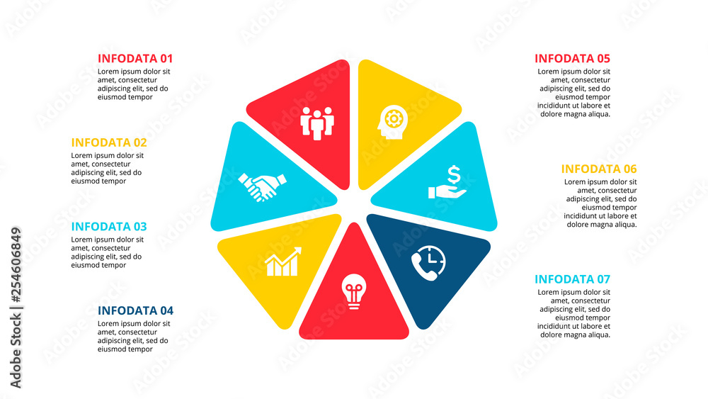 Vector heptagon infographic with 7 options for presentation Stock ...