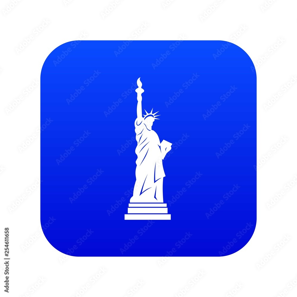 Statue of liberty icon digital blue for any design isolated on white ...