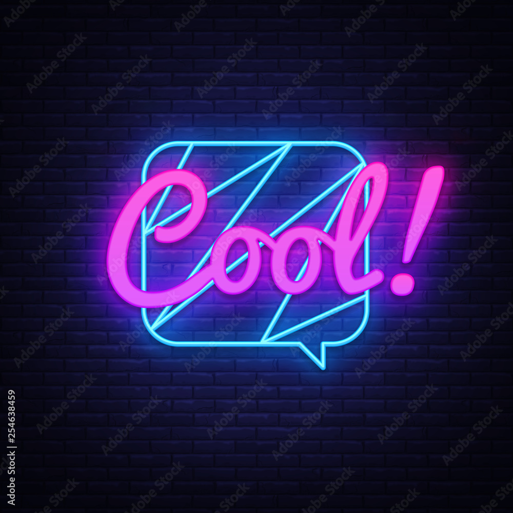 Cool Neon Text Vector. Comic lettering Cool neon sign, design template ...