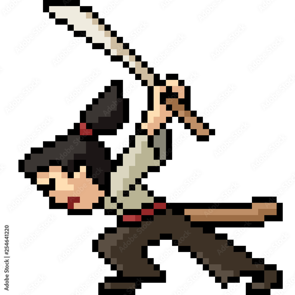 Vector Pixel Art Samurai Stock Vector Adobe Stock