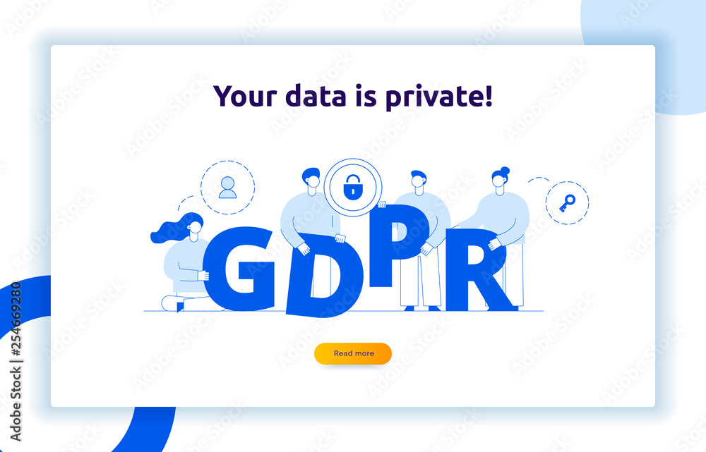 GDPR concept illustration with big modern people, privacy icons ...