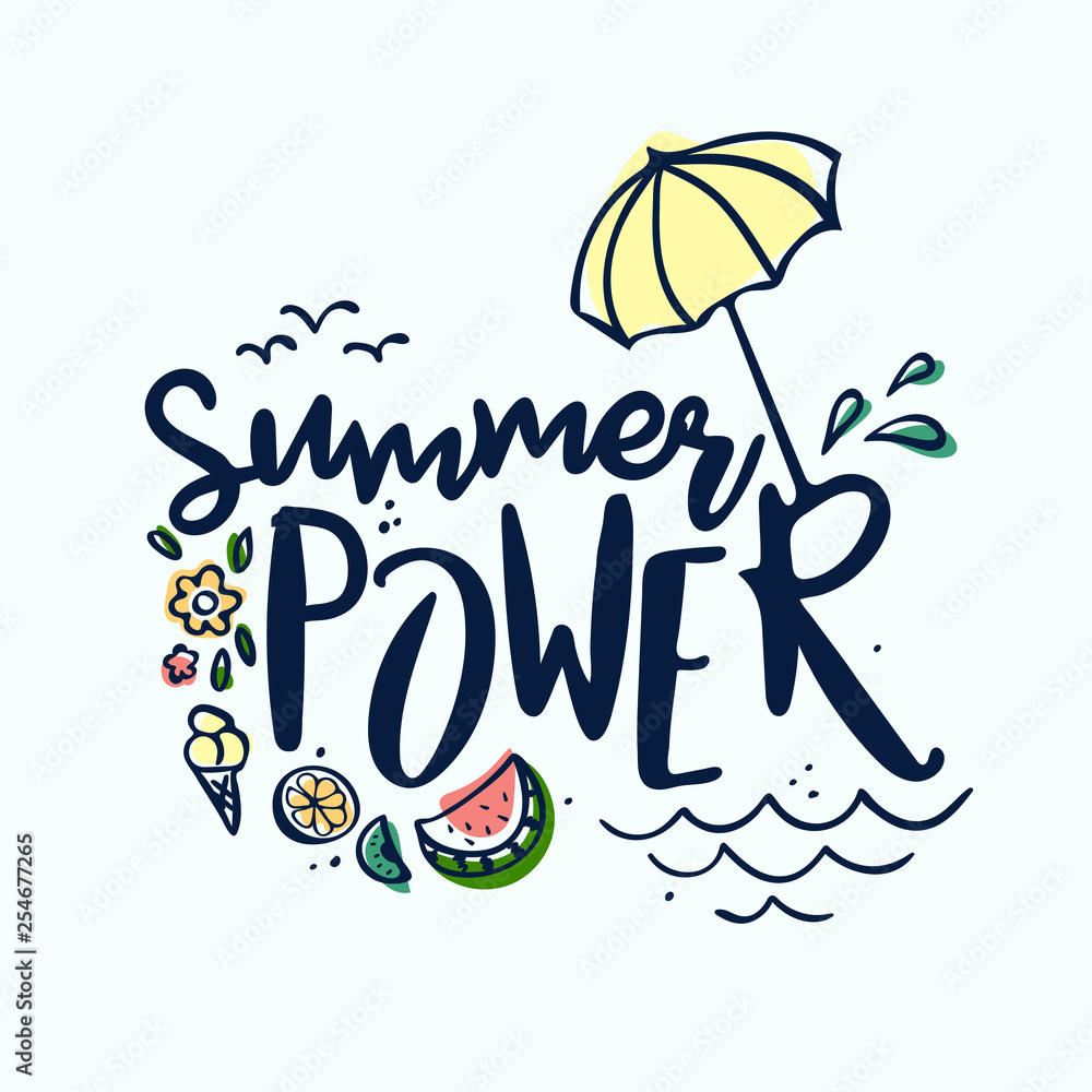 Summer Lettering label, logo, hand drawn tags and elements set for ...
