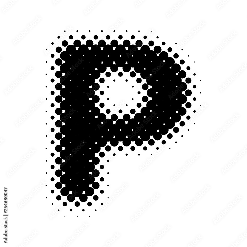 Halftone Letter "P" Vector Logo in Pop Art Style Stock Vector | Adobe Stock