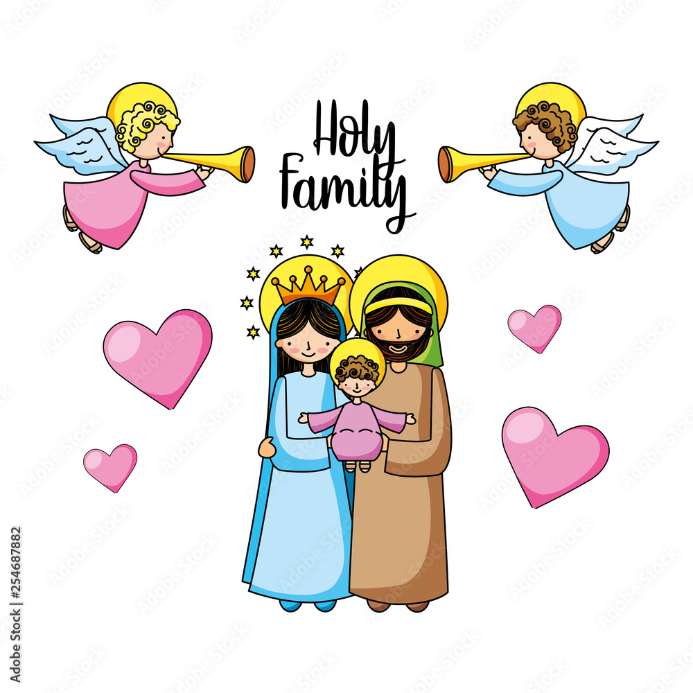 Holy family christian cartoons Stock Vector | Adobe Stock