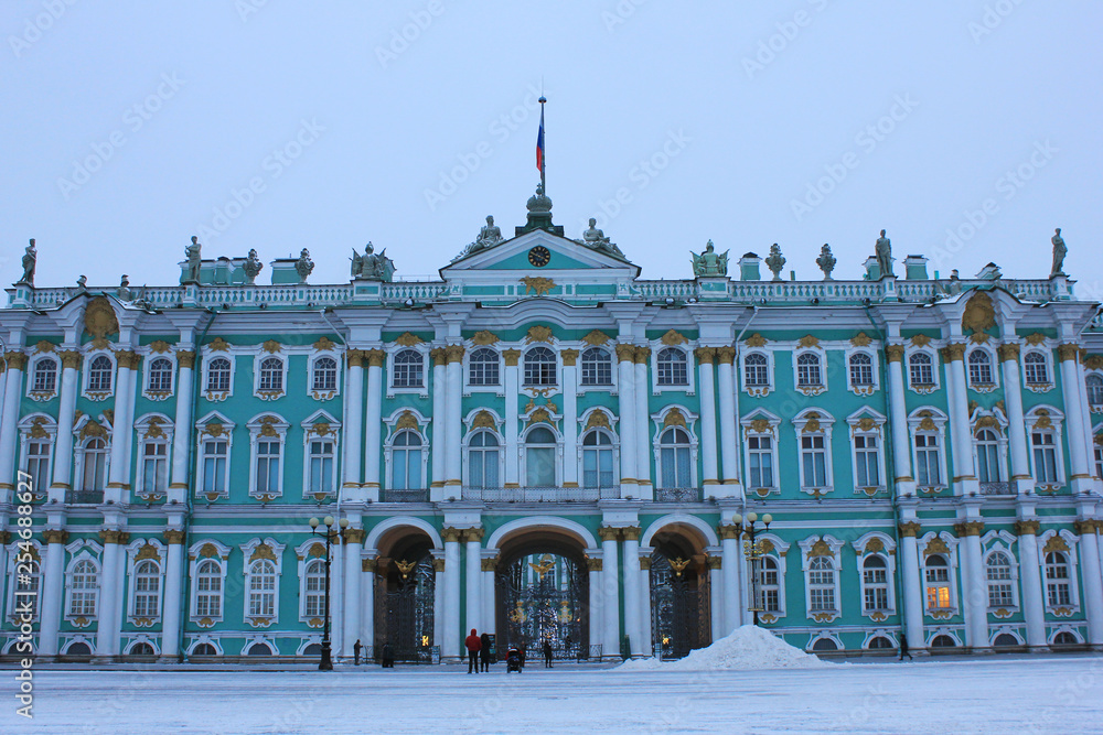 Winter Palace at Palace Square in Saint Petersburg city, Russia ...