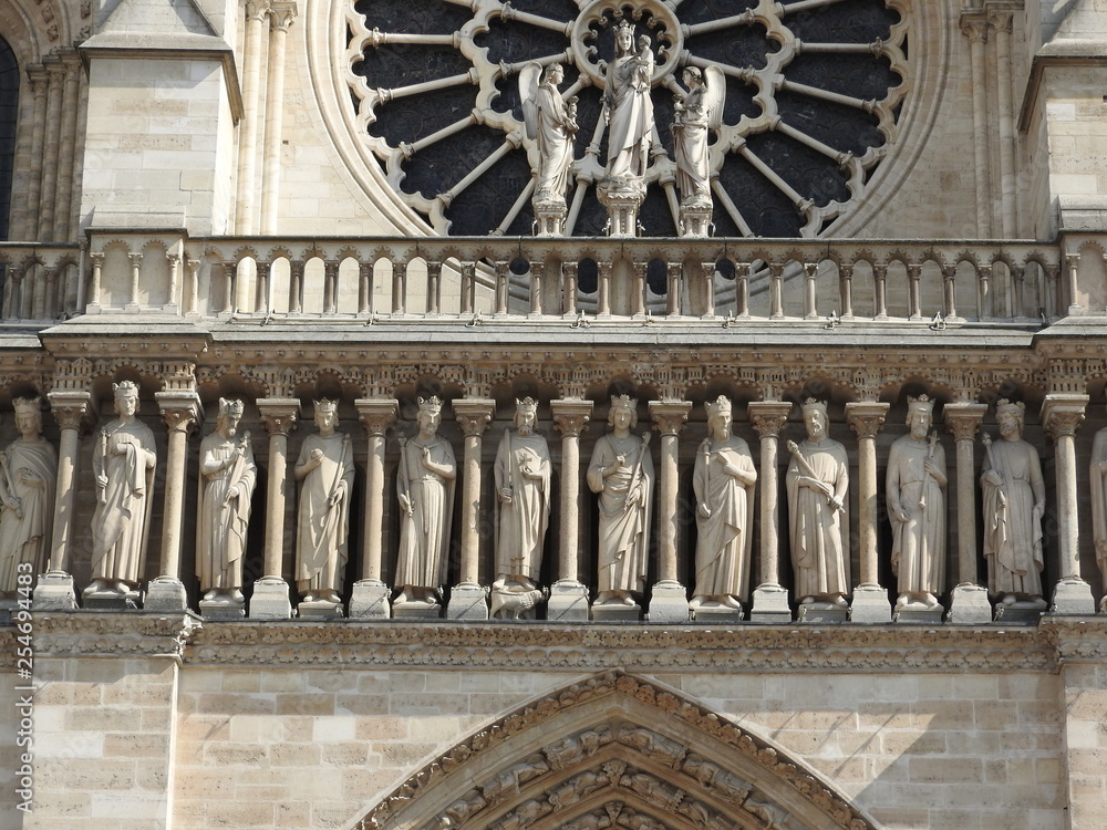 Architectural details of Notre Dame de Paris. Notre Dame Cathedral ...
