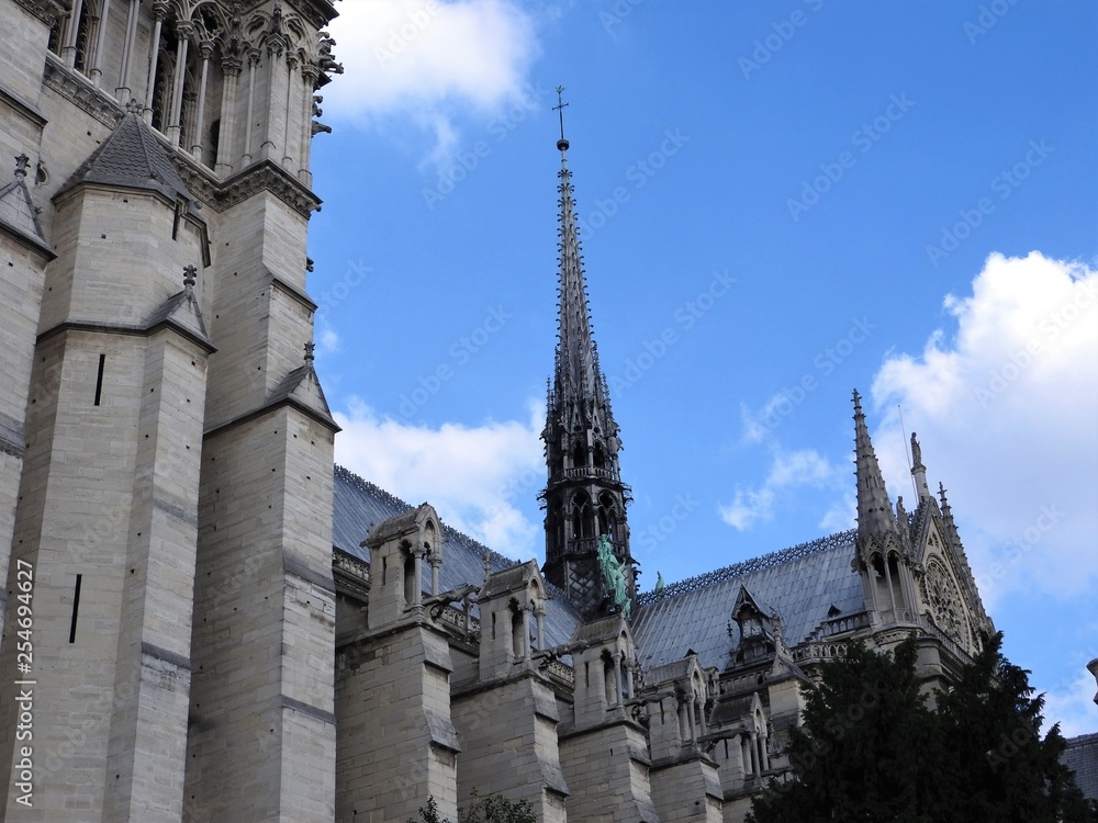 Architectural details of Notre Dame de Paris. Notre Dame Cathedral ...