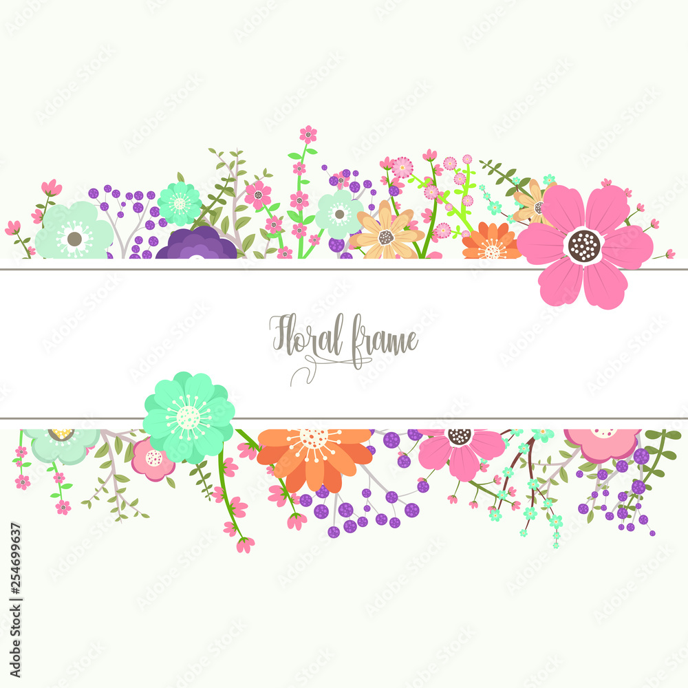 Elegant design illustration of floral frame template with text inside ...