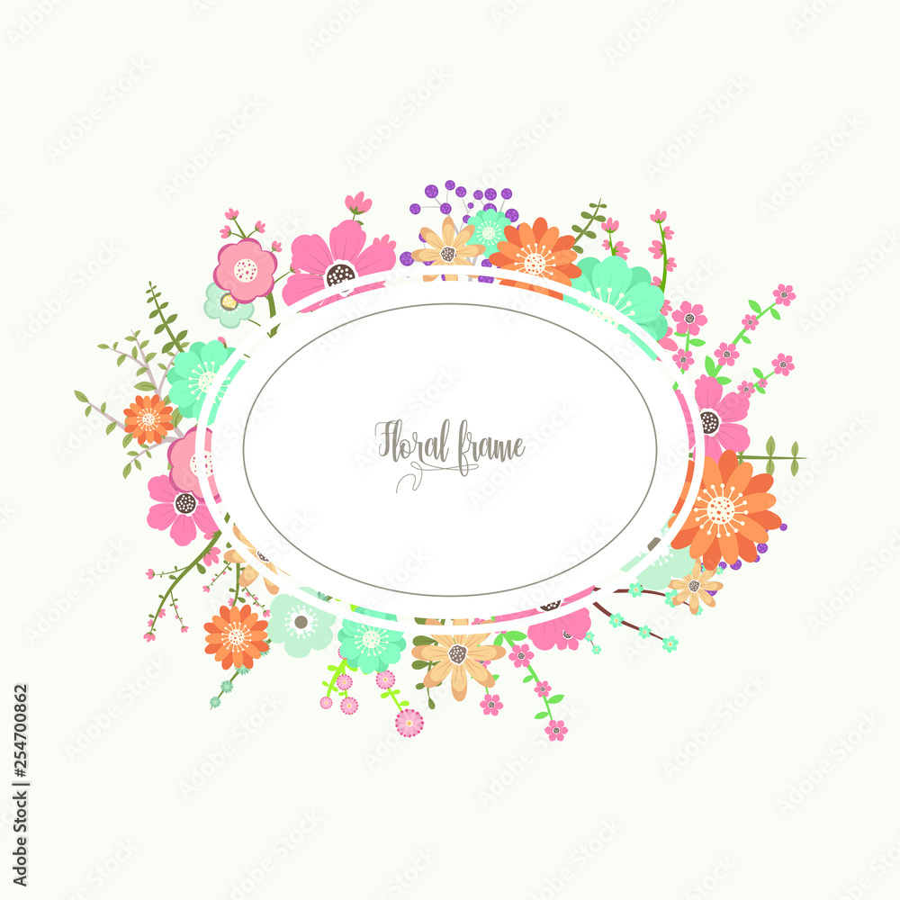Elegant design illustration of floral frame template with text inside ...