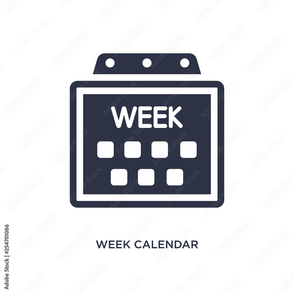 week calendar icon on white background. Simple element illustration ...