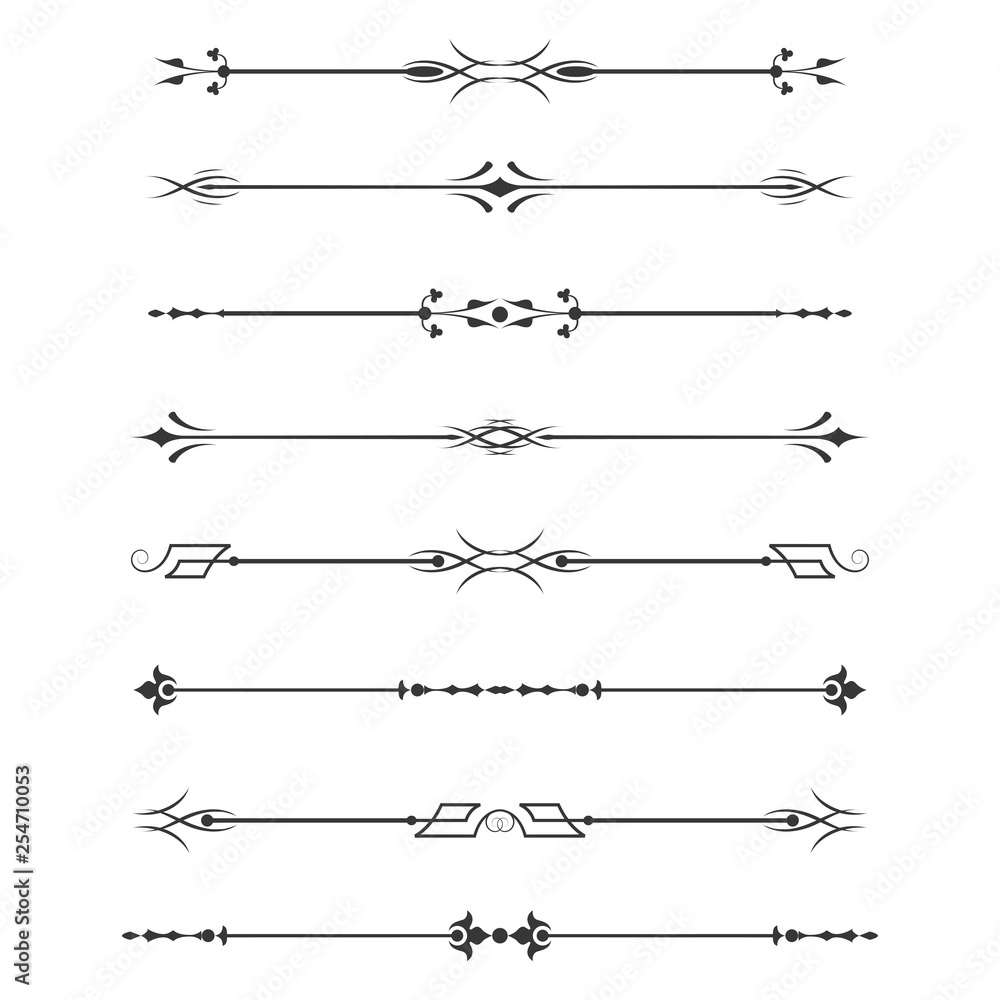 Set of calligraphic design elements- dividers,Thin line decoration ...