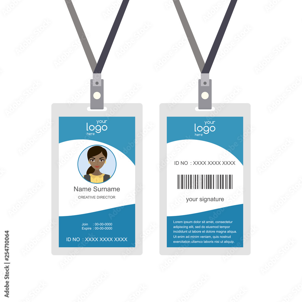Plastic and Laminated Badge or id card, front and back view Stock ...