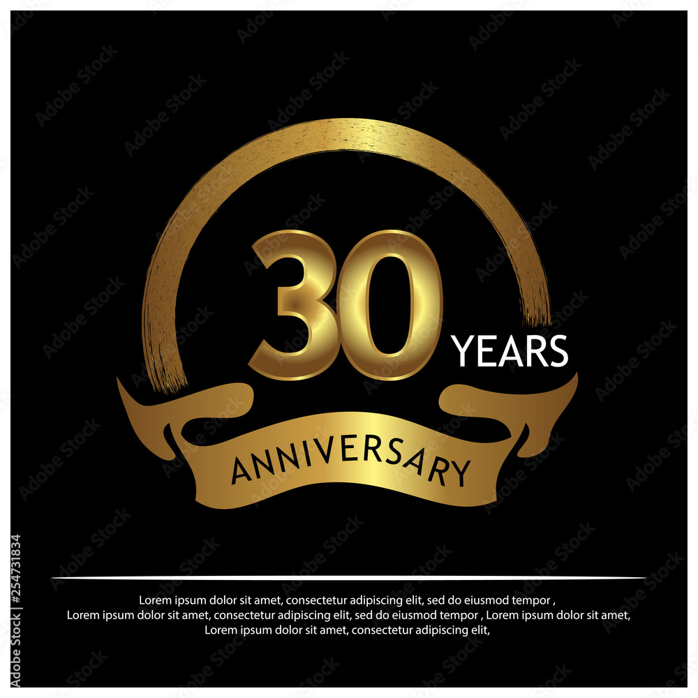 Thirty years anniversary golden. anniversary template design for web ...