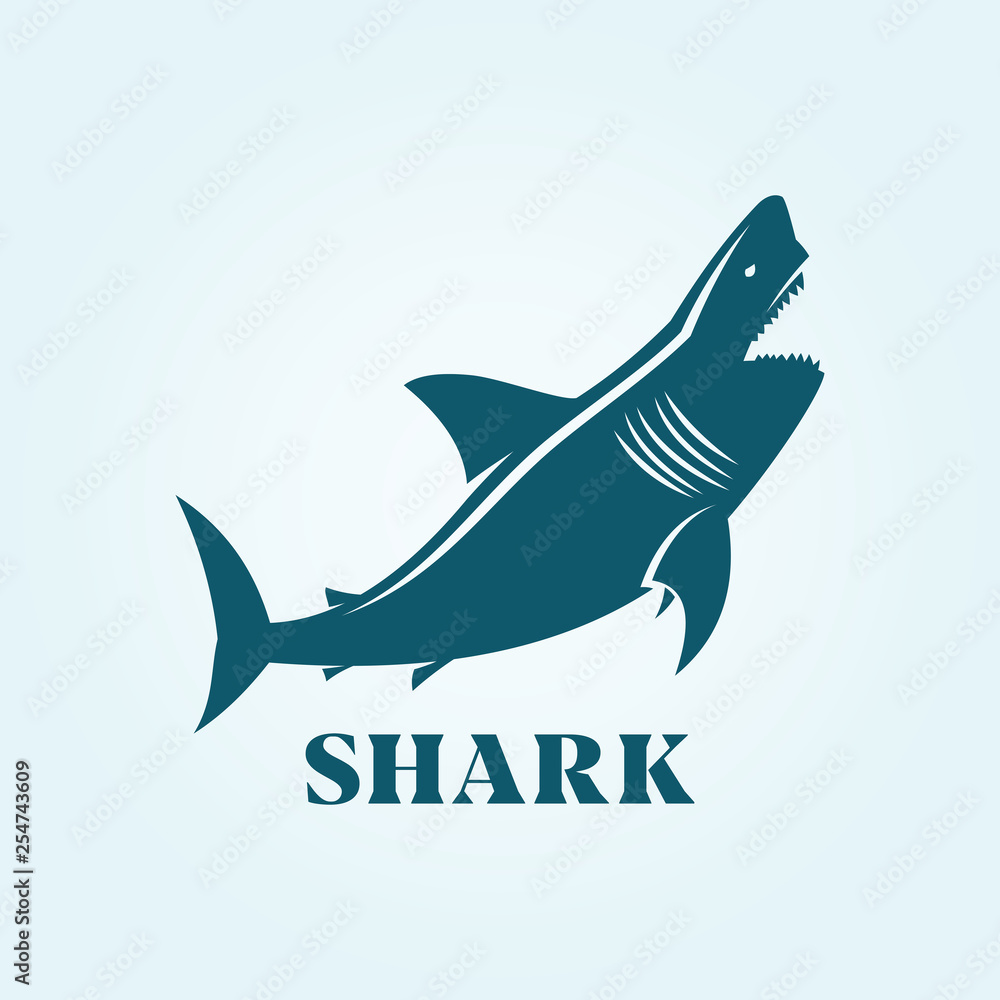 Shark side view silhouette. Shark character icon Stock Vector | Adobe Stock