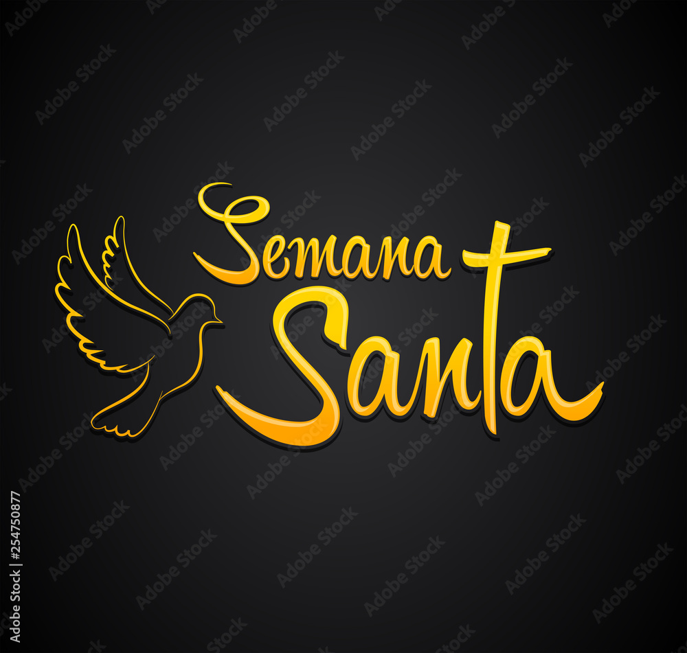 Semana Santa, Holy Week Spanish text, Dove vector Lettering, Latin ...