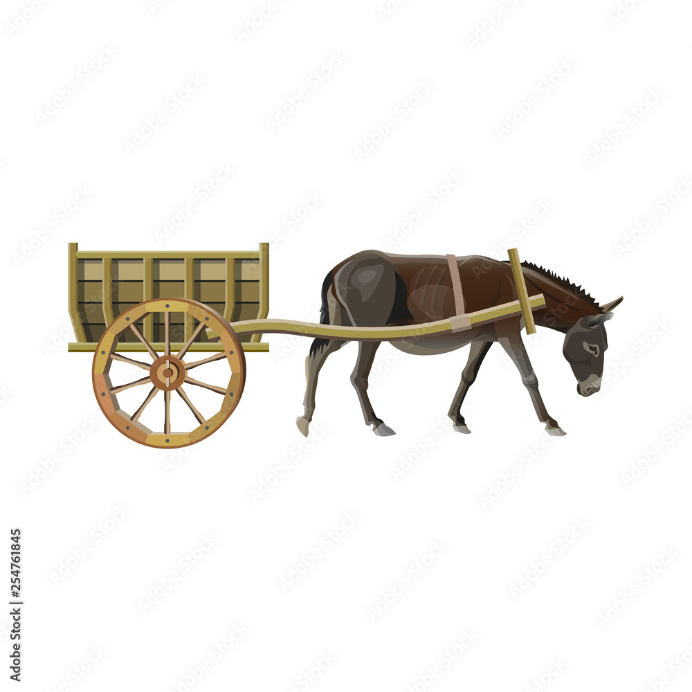 Donkey cart vector Stock Vector | Adobe Stock