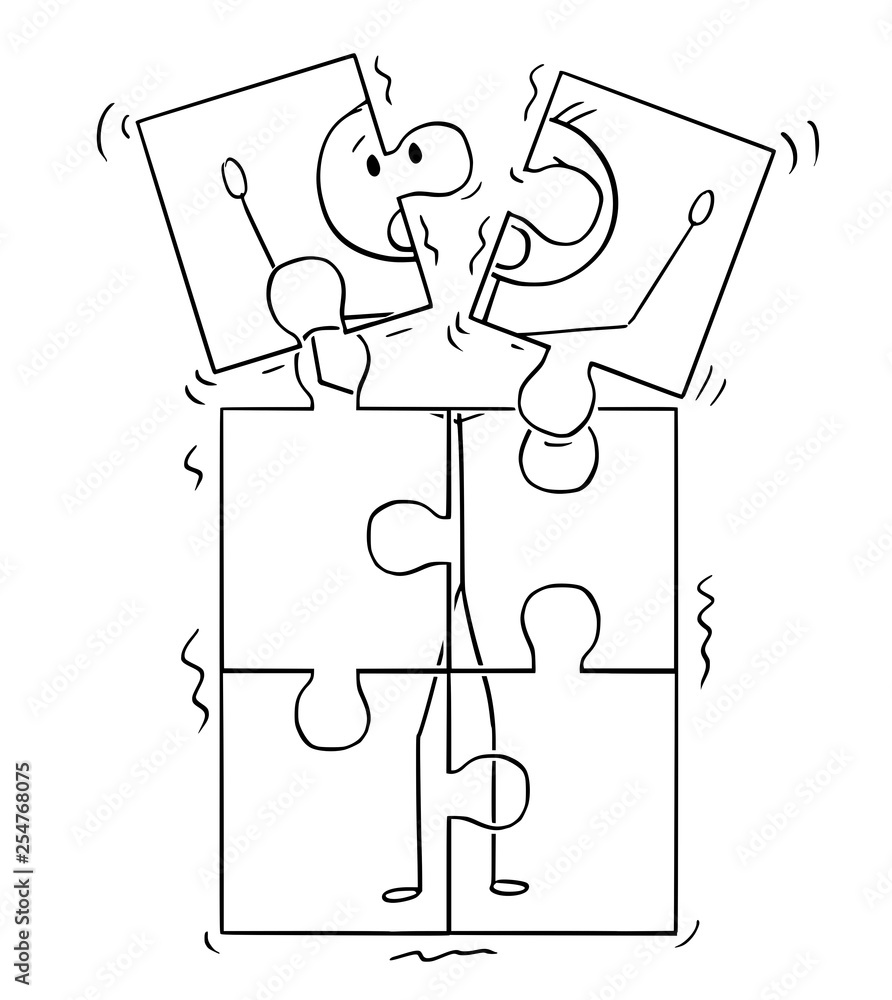 Cartoon stick figure drawing conceptual illustration of image of man ...