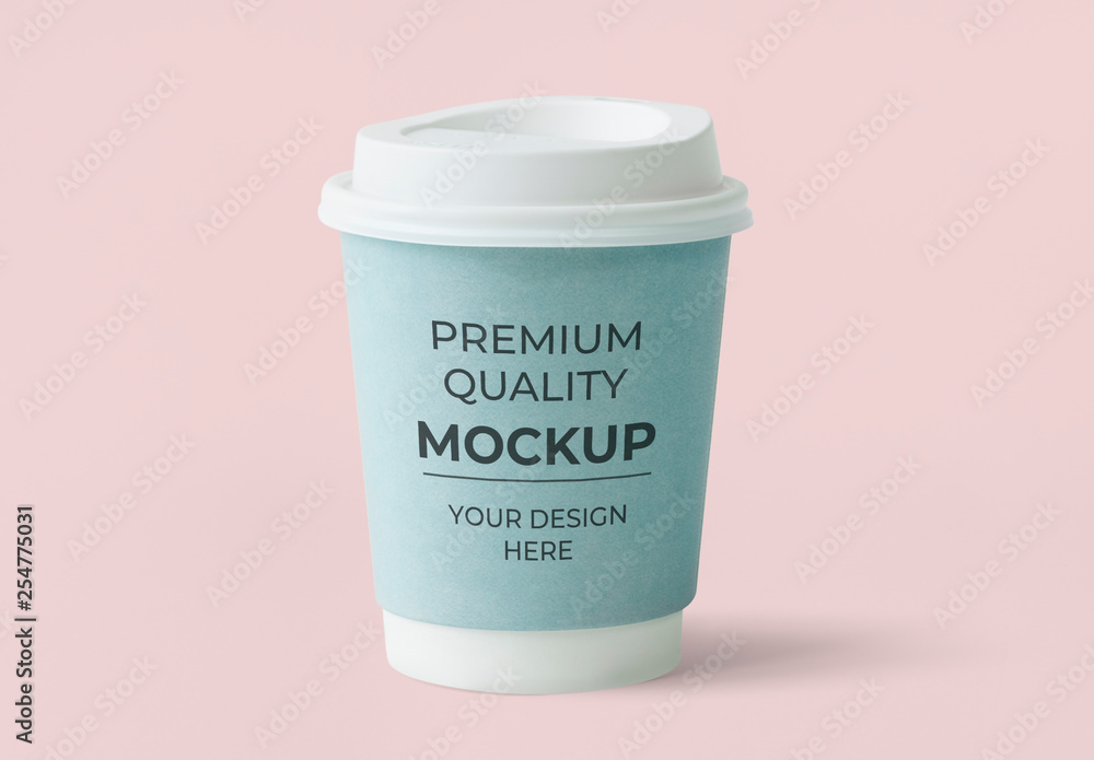 Pastel Blue Paper Cup Mockup Stock Template | Adobe Stock