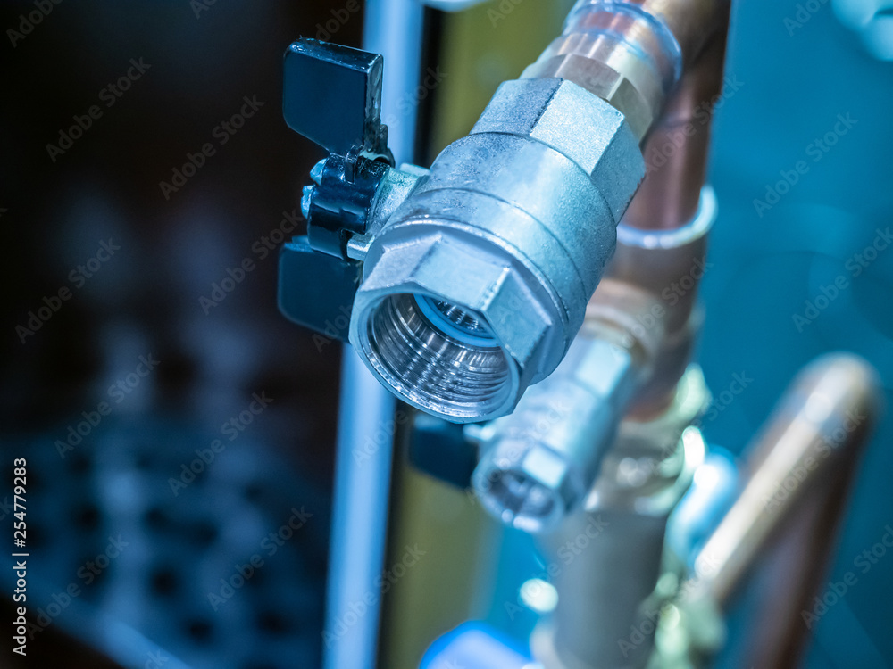 Ball valve on the water pipe. Gate valve. Control valve. Shutoff ...