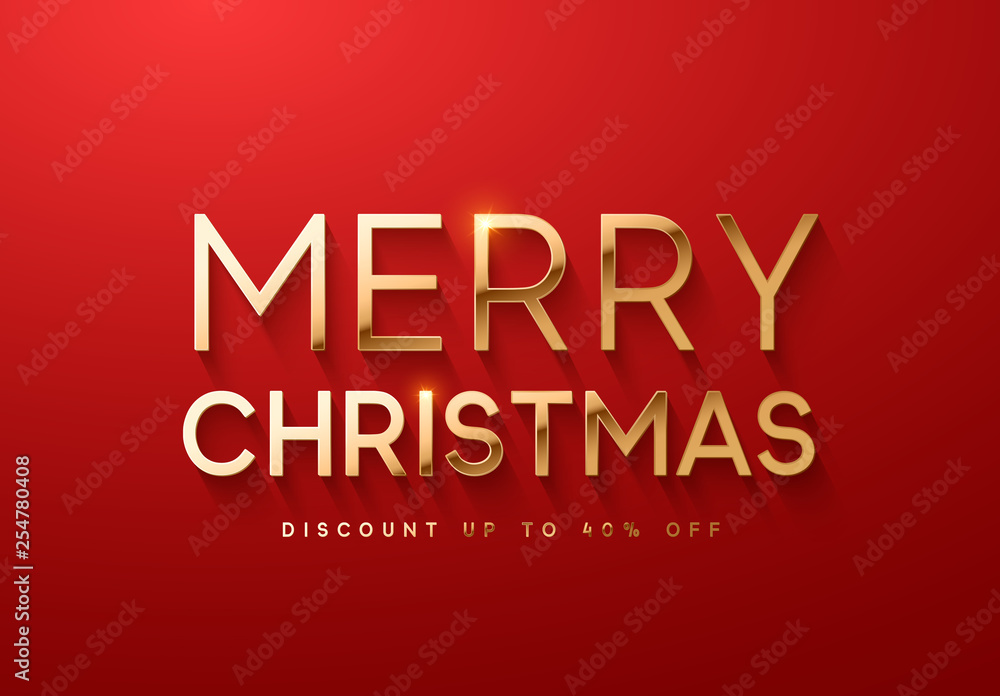 Luxurious inscription, seasoned style, Merry Christmas gold text ...