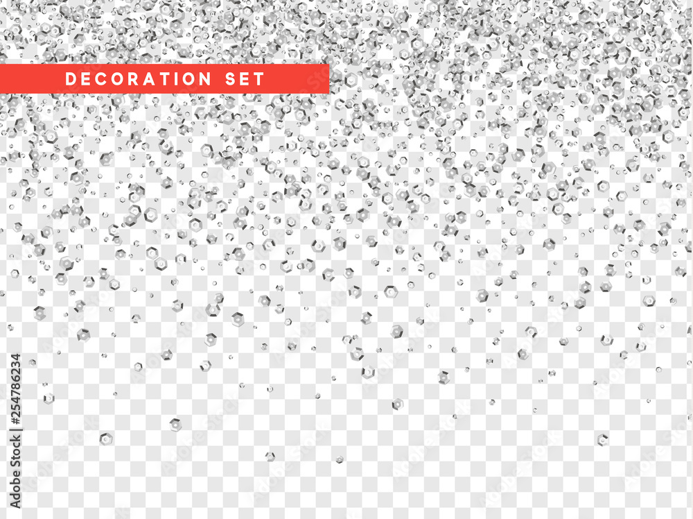 Vector silver sequins realistic design isolated on transparent ...