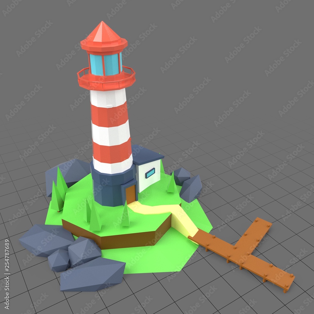 Stylized lighthouse Stock 3D asset | Adobe Stock
