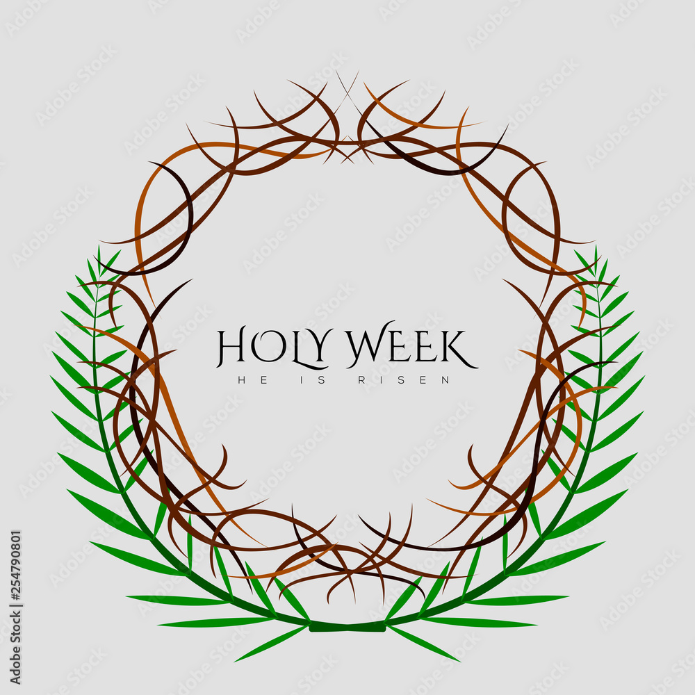 Holy week banner with a crown of thorns. Vector illustration design ...