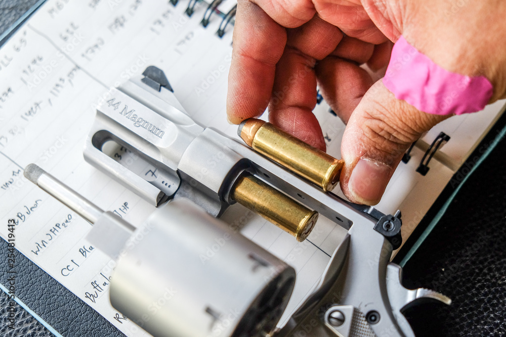Revolver pistol gun velocity test with investigation experiment Stock ...