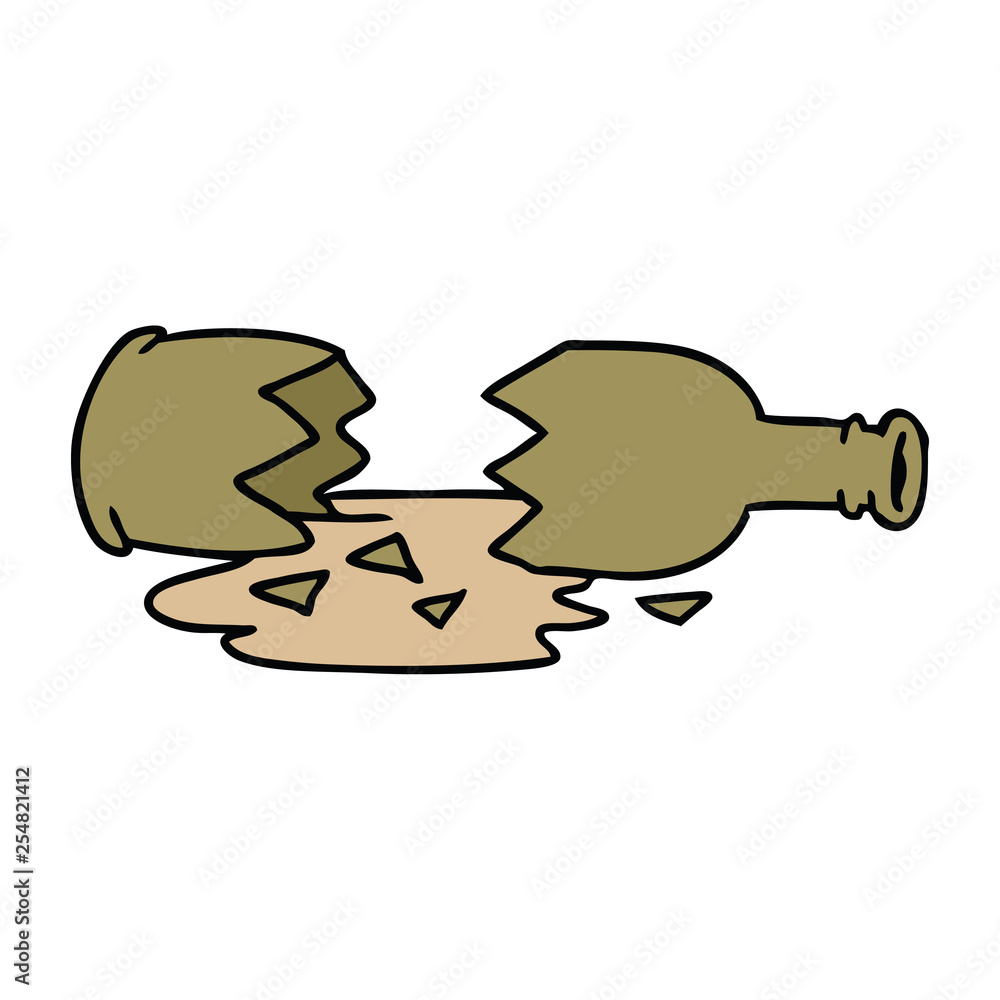 cartoon doodle of a broken bottle Stock Vector | Adobe Stock