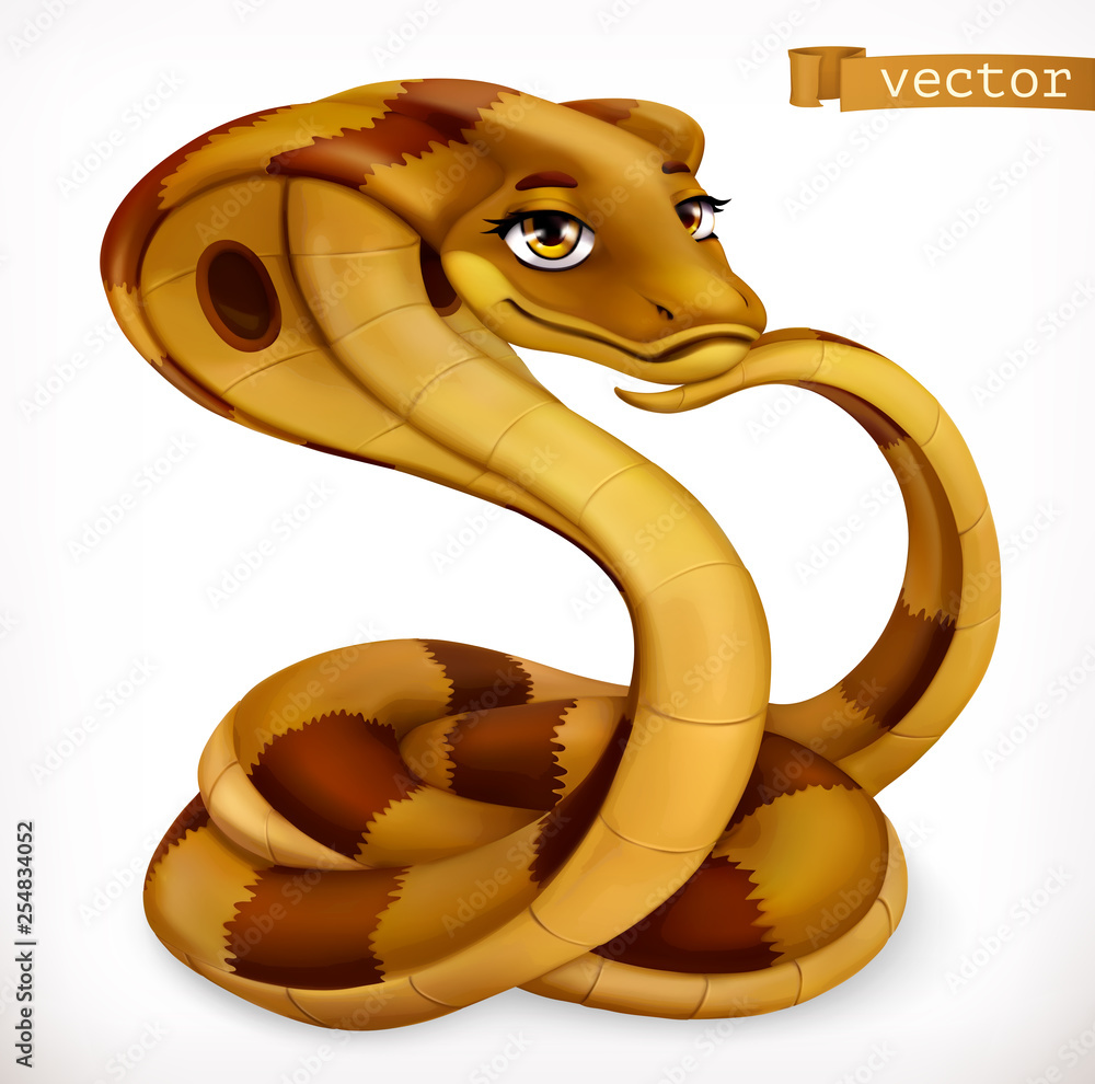 Cobra snake cartoon character. Funny animal, 3d vector icon Stock ...